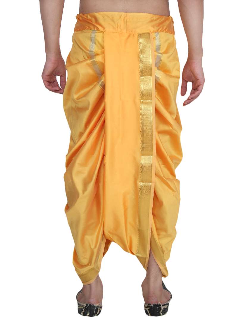 Buy online Yellow Silk Blend Dhoti from Bottom Wear for Men by Sojanya ...