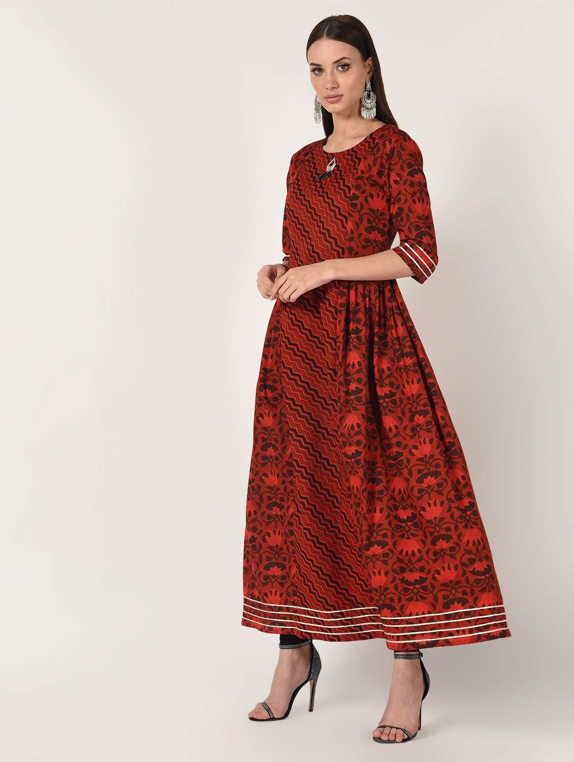 Buy online Printed Flared Kurta from Kurta Kurtis for Women by Vasudha ...