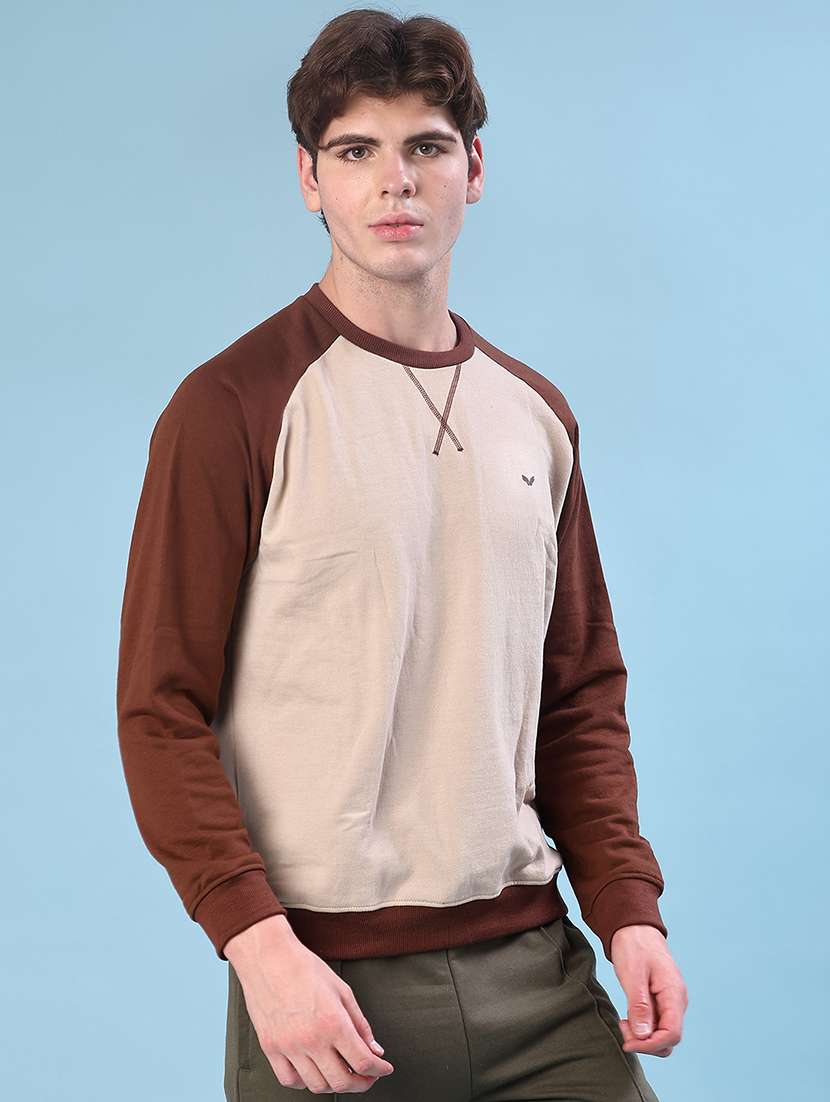 Buy online Men Color Block Long Sleeve Regular Fit Sweatshirt from top ...